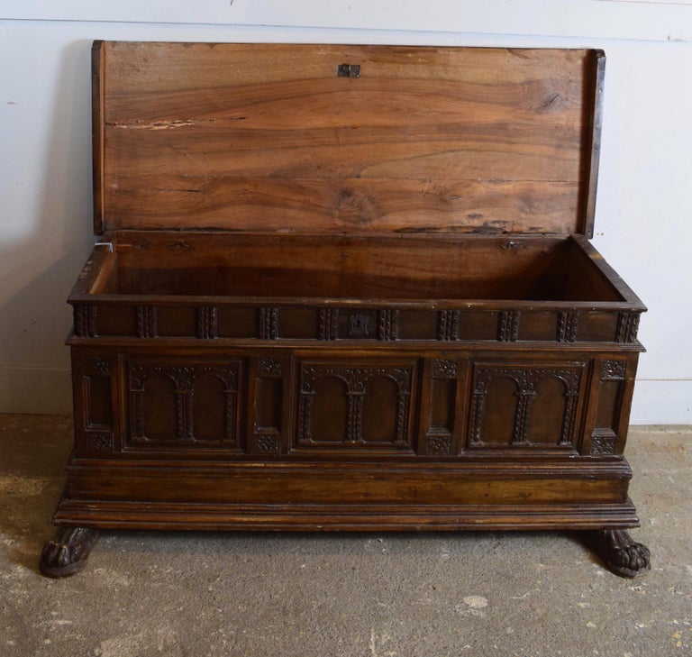 18th Century Spanish Carved Walnut Coffer For Sale at 1stDibs