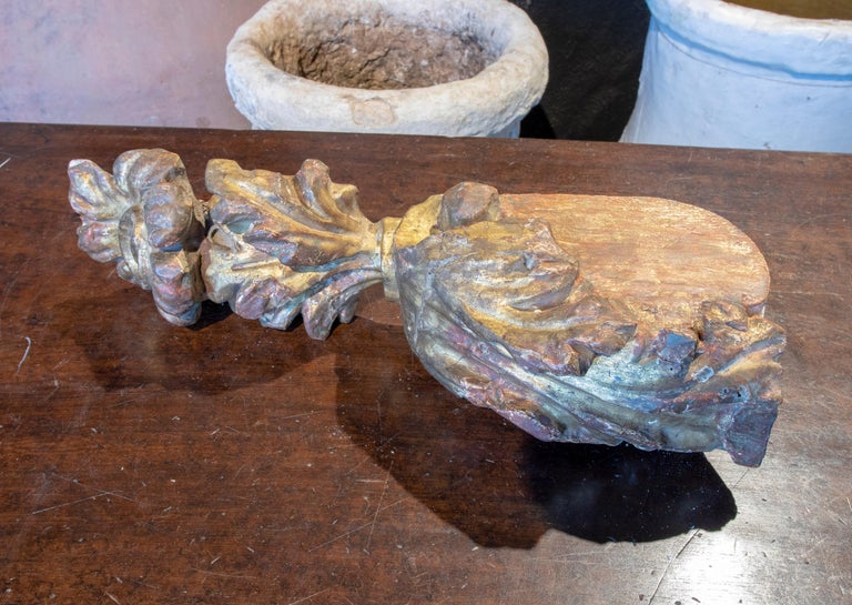 18th Century Spanish Decorative Finial Carved in Wood in the Shape of a ...