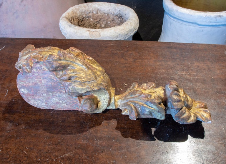 18th Century Spanish Decorative Finial Carved in Wood in the Shape of a ...