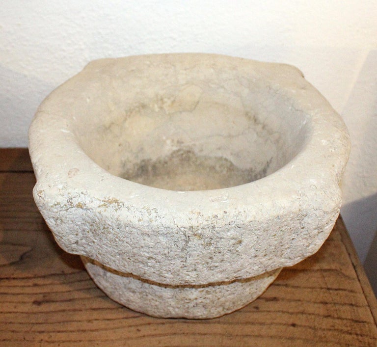 18th Century Spanish Hand Carved Stone Kitchen Mortar For Sale at 1stDibs
