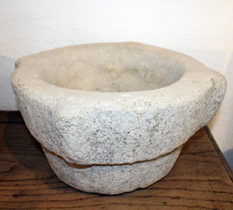 18th Century Spanish Hand Carved Stone Kitchen Mortar For Sale at 1stDibs