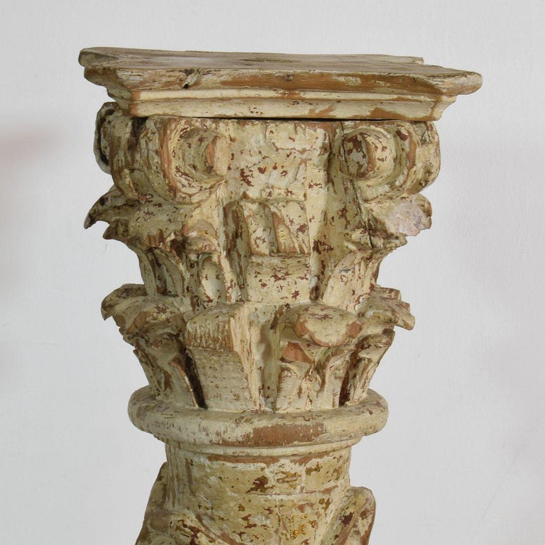 18th Century Spanish Hand Carved Wooden Column at 1stDibs