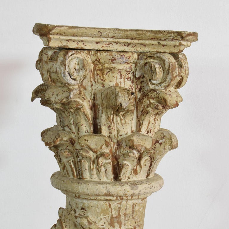 18th Century Spanish Hand Carved Wooden Column at 1stDibs