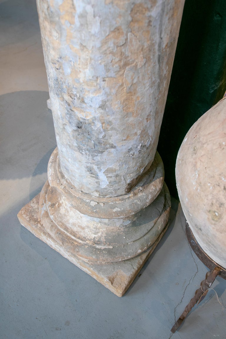 18th Century Spanish Natural Stone Column with Traces of Polychromy For ...