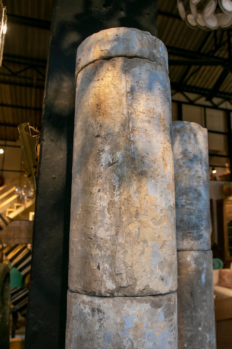 18th Century Spanish Natural Stone Column with Traces of Polychromy For ...
