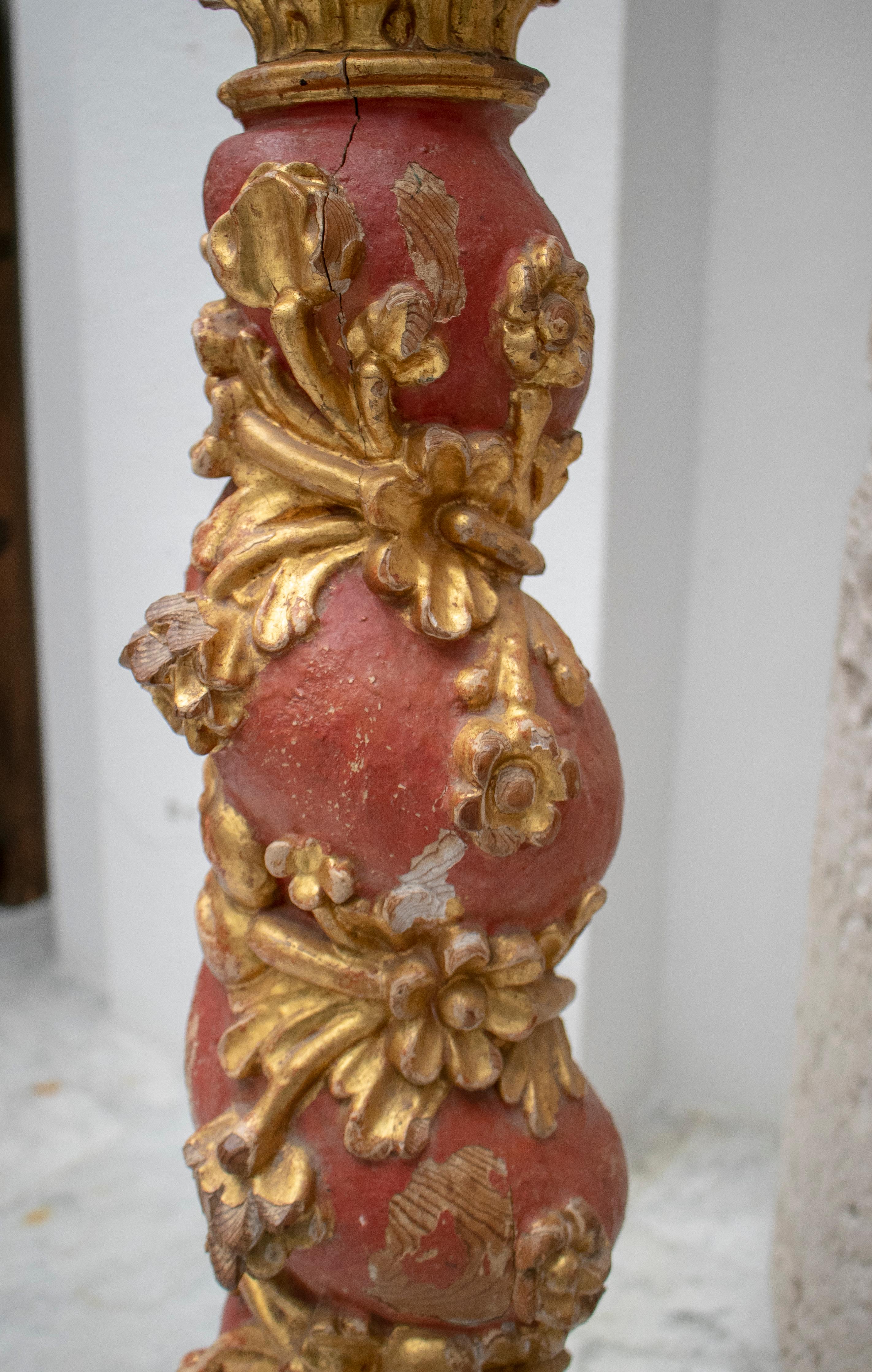 18th Century Spanish Pair of Hand Carved Giltwood Salomonic Columns For ...