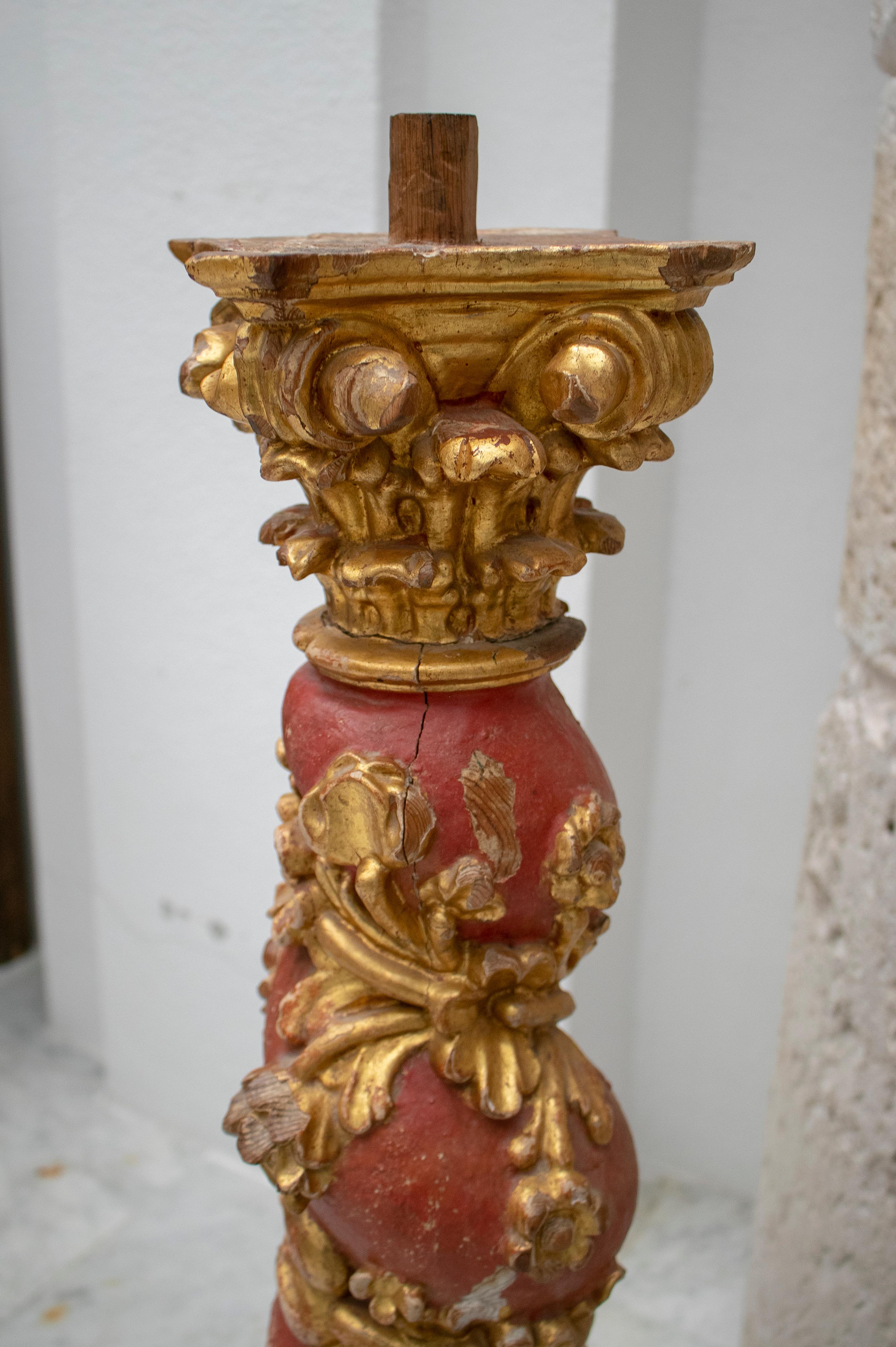 18th Century Spanish Pair of Hand Carved Giltwood Salomonic Columns For ...