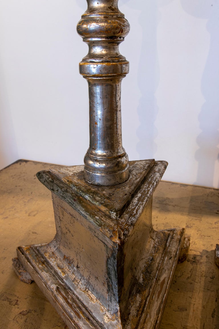 18th century Spanish Pair of Wooden Axe Holders Silver Plated For Sale ...