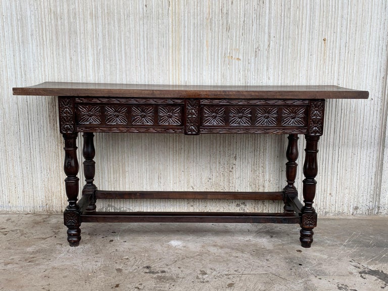 18th Century Spanish Refectory Table or Farm Table with Drawers at 1stDibs