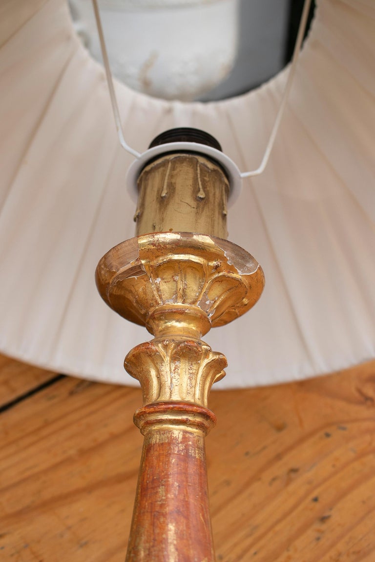 18th Century Spanish Table Lamp with Gilded Candel Holder and Claw Feet ...