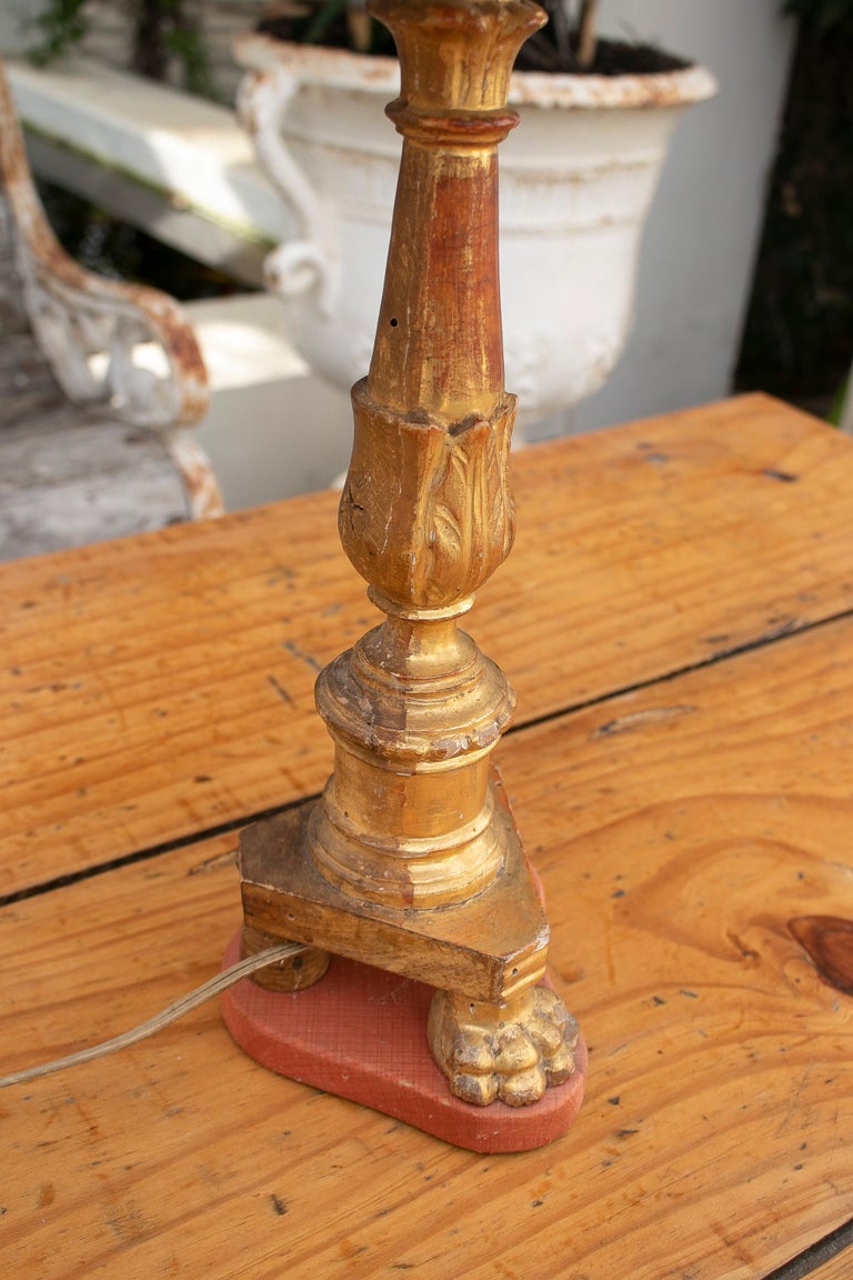 18th Century Spanish Table Lamp with Gilded Candel Holder and Claw Feet ...