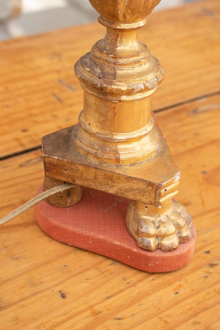 18th Century Spanish Table Lamp with Gilded Candel Holder and Claw Feet ...