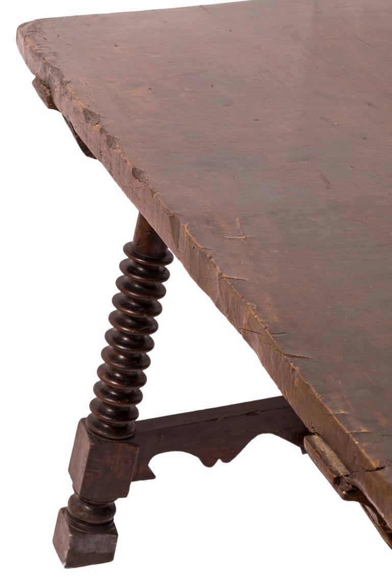 18th C. Spanish Trestle Style Writing Table, Spool Turned Legs and ...