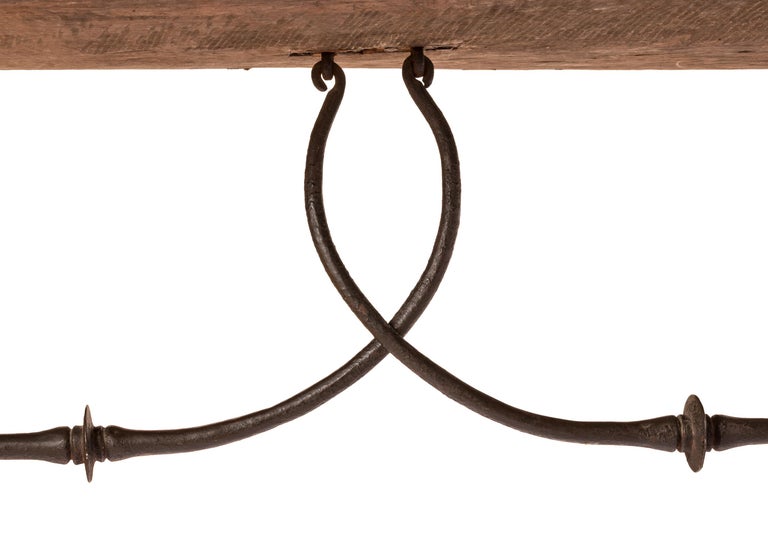 18th C. Spanish Trestle Style Writing Table, Spool Turned Legs and ...