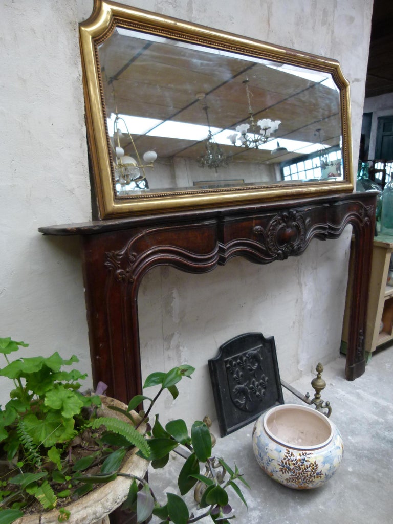 Louis XVI Style Wooden Carved Fireplace Mantel For Sale at 1stDibs