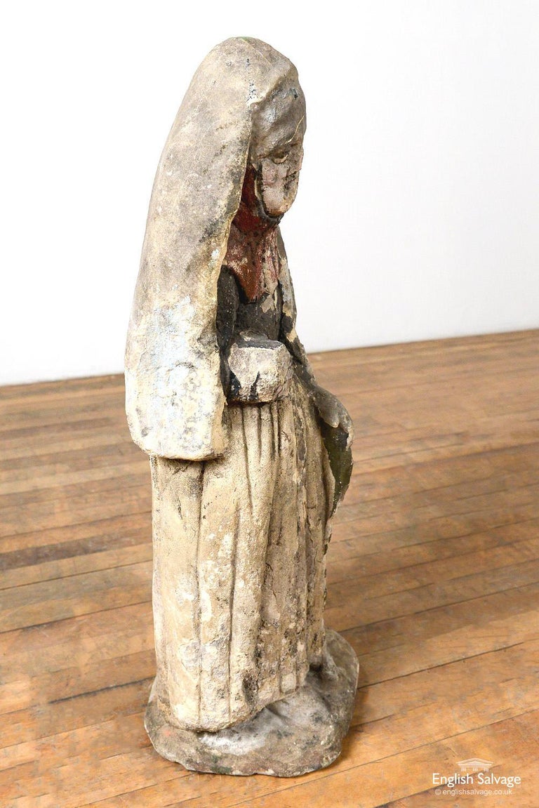 18th Century Stone Lady or Crone with Walking Stick For Sale at 1stDibs