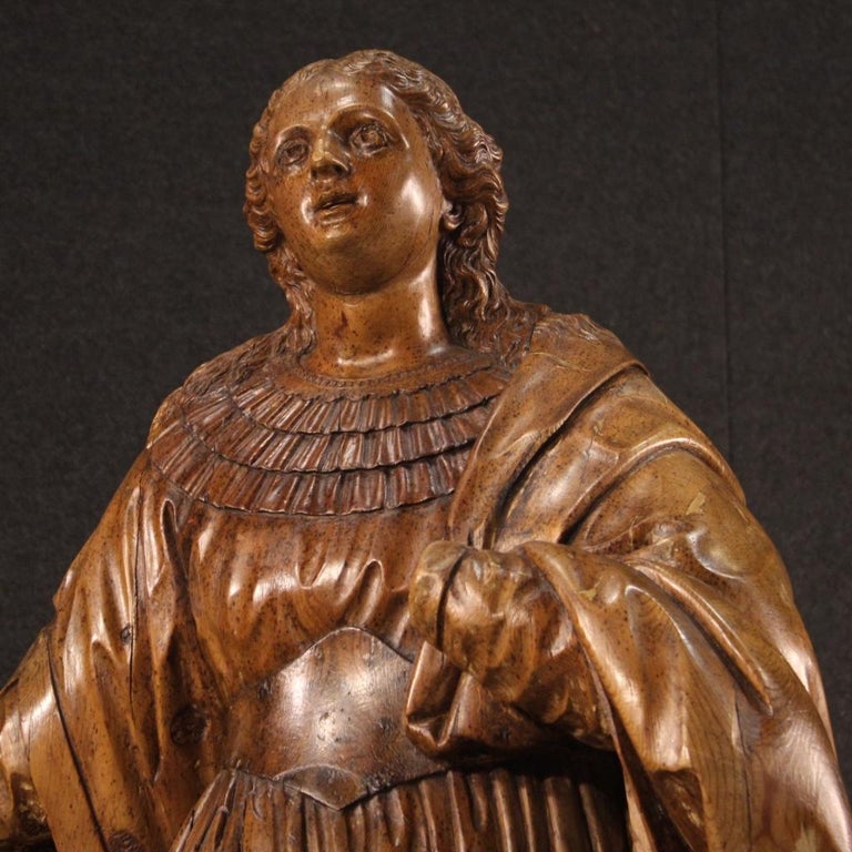 18th Century Stone Pine German Religious Sculpture Saint on a Cloud ...