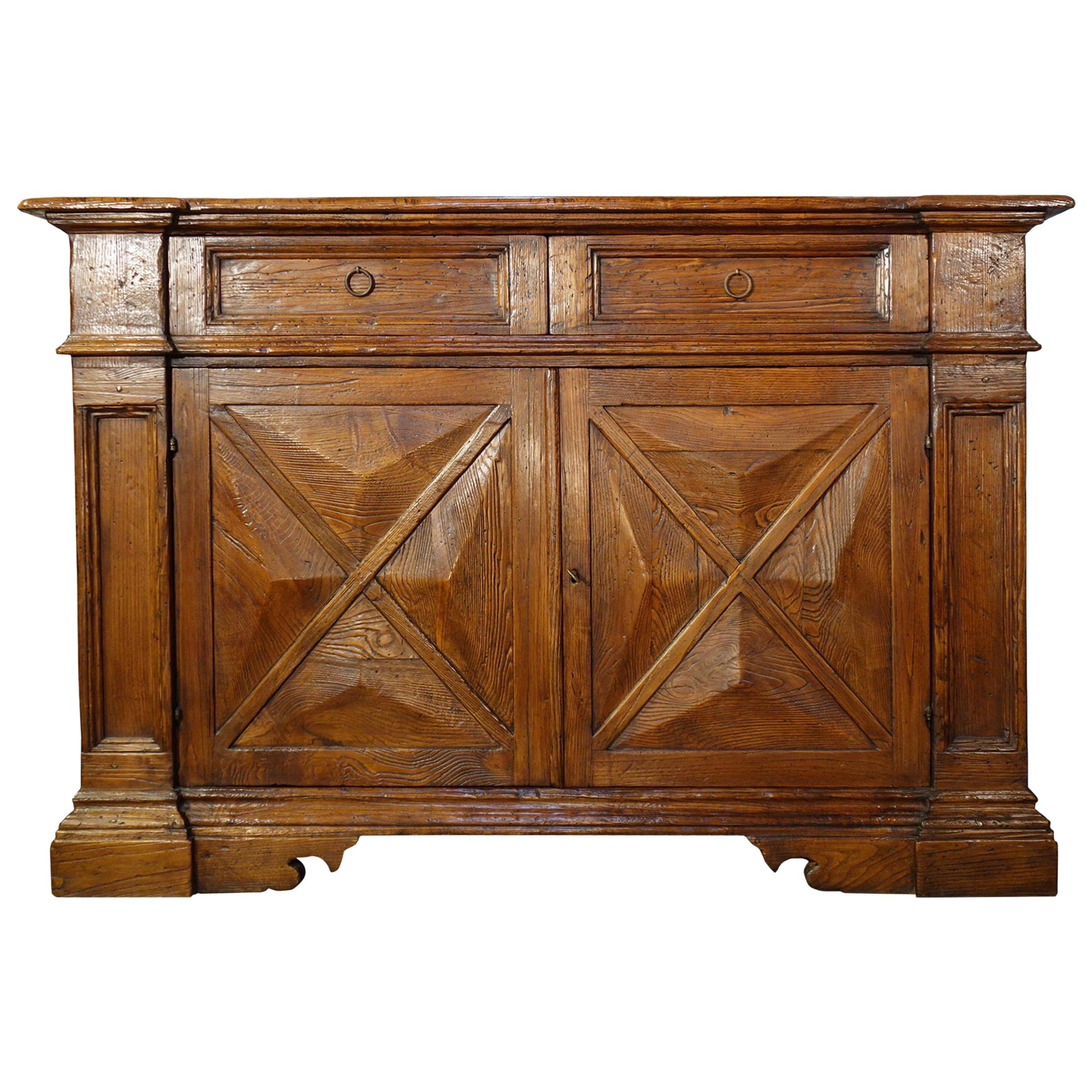 Large Rustic Pine Credenza For Sale at 1stDibs
