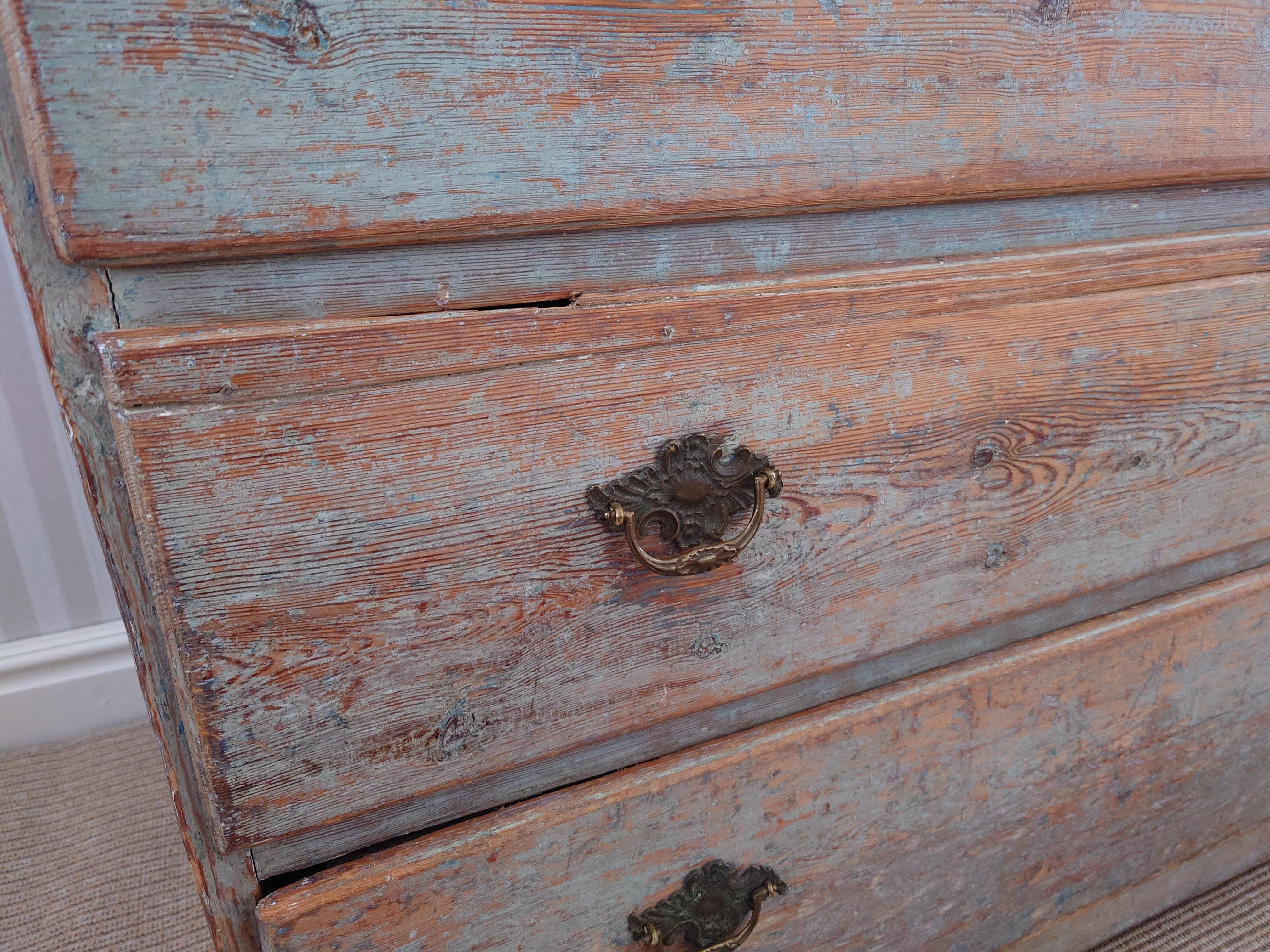 18th Century Swedish Antique Rustique Baroque Chest of Drawers Original ...