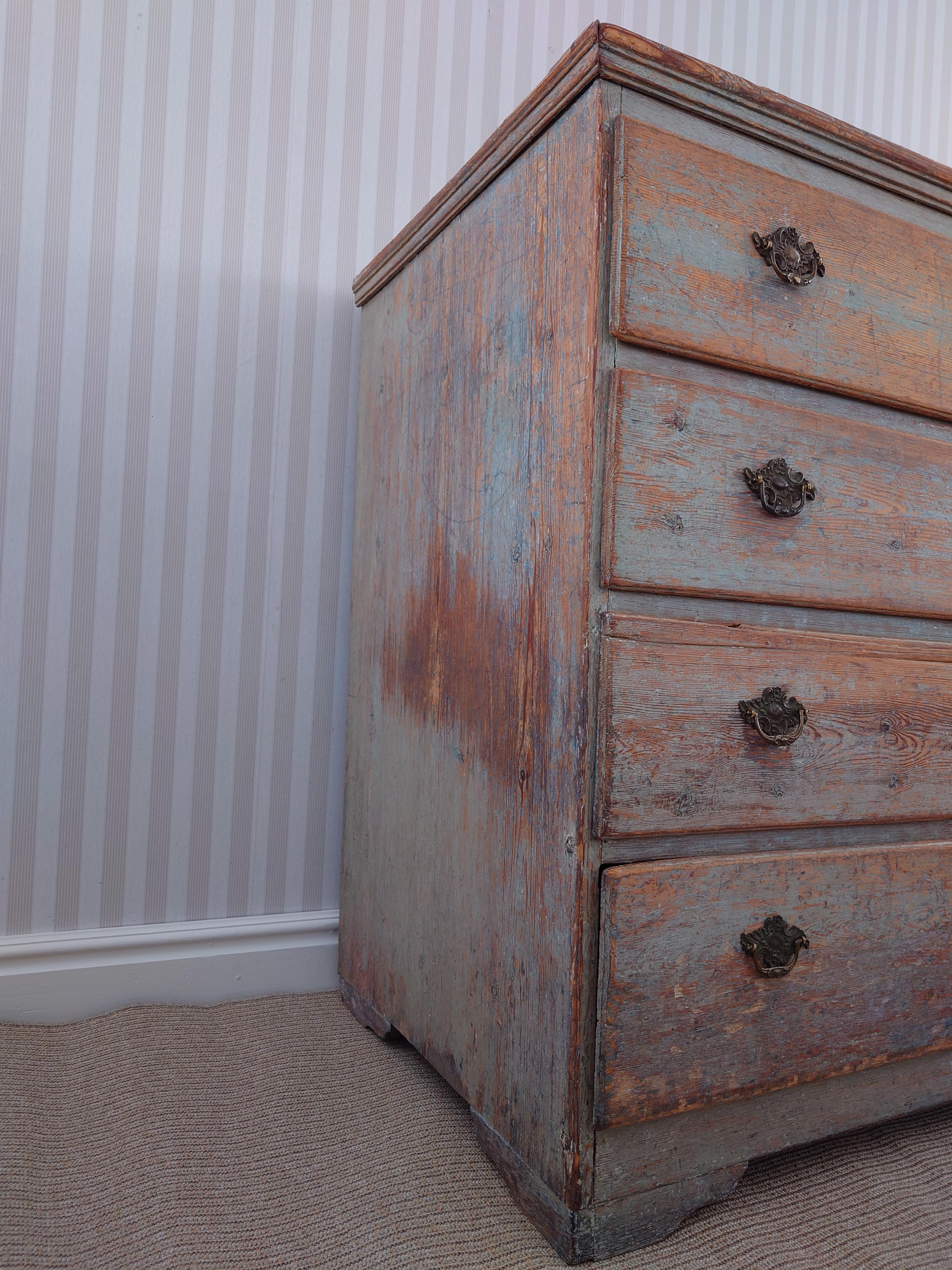 18th Century Swedish Antique Rustique Baroque Chest of Drawers Original ...