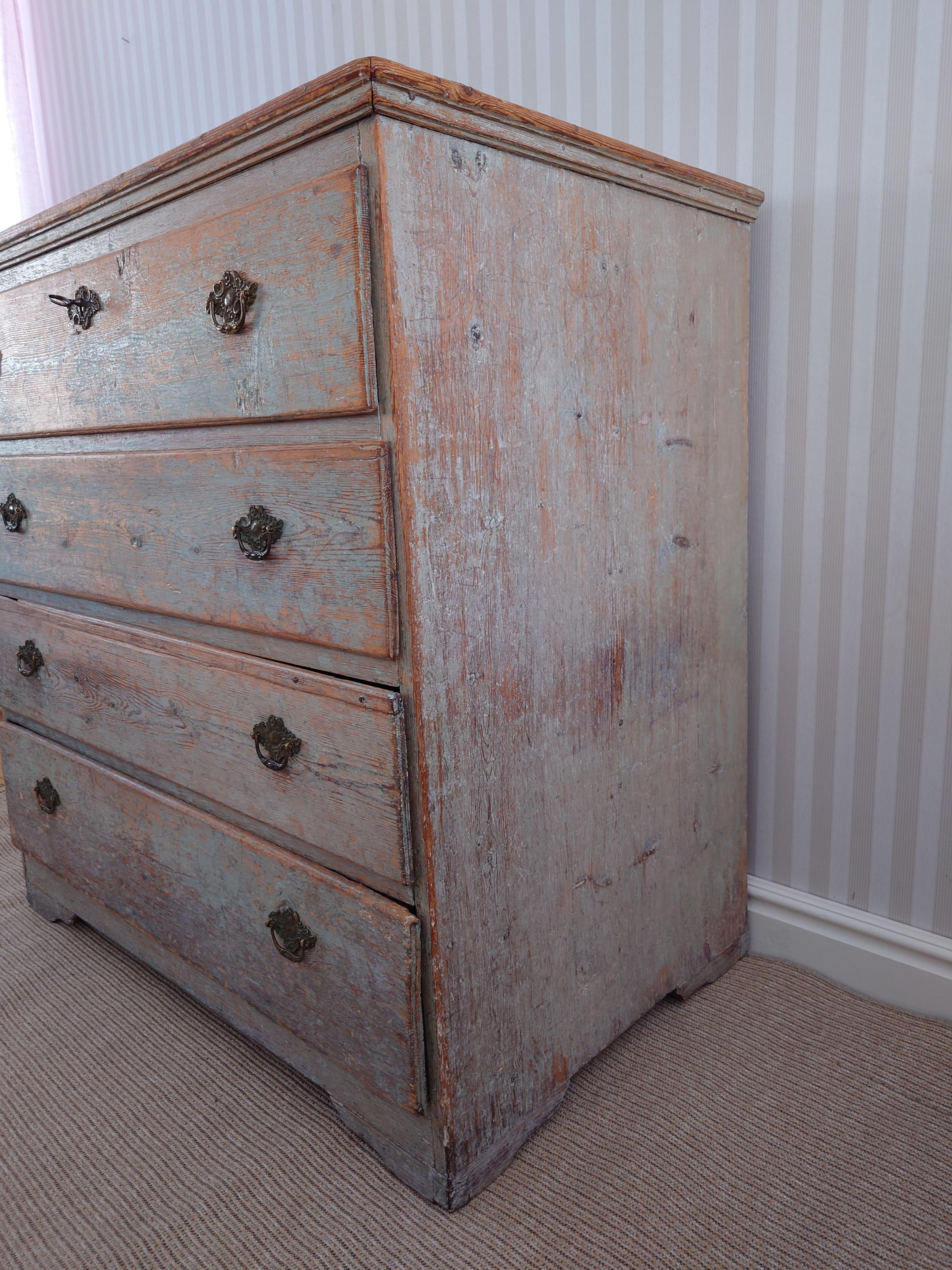 18th Century Swedish Antique Rustique Baroque Chest of Drawers Original ...