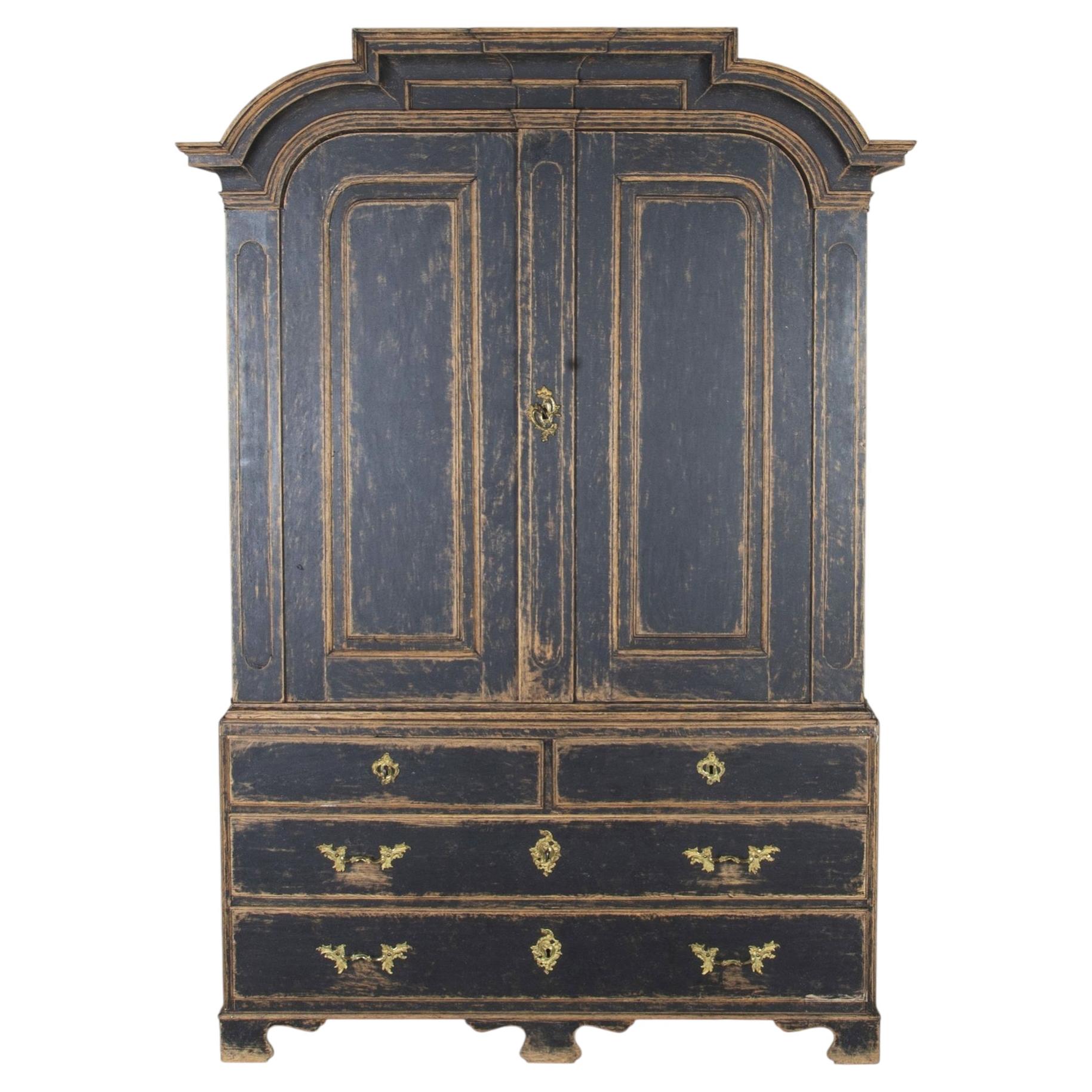 Swedish Baroque Period 1760 Painted Two-Part Cabinet with Four Doors ...