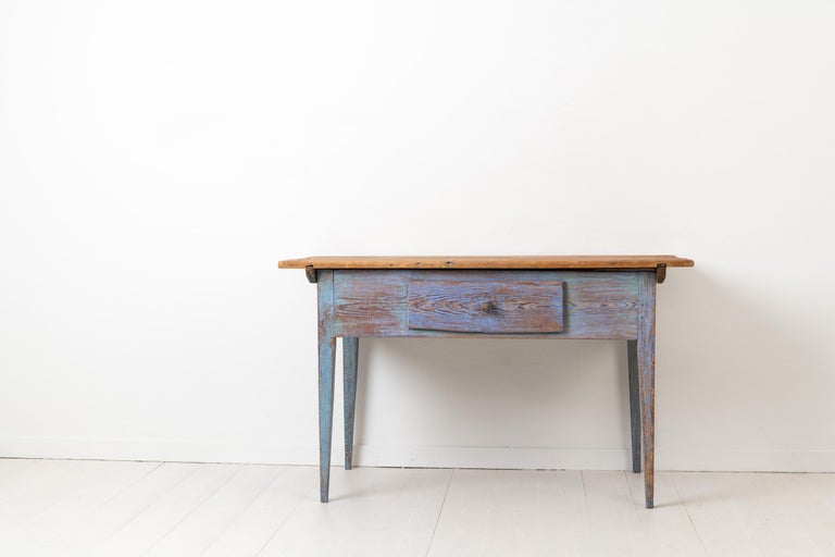 18th Century Swedish Blue Country Side Table For Sale at 1stDibs