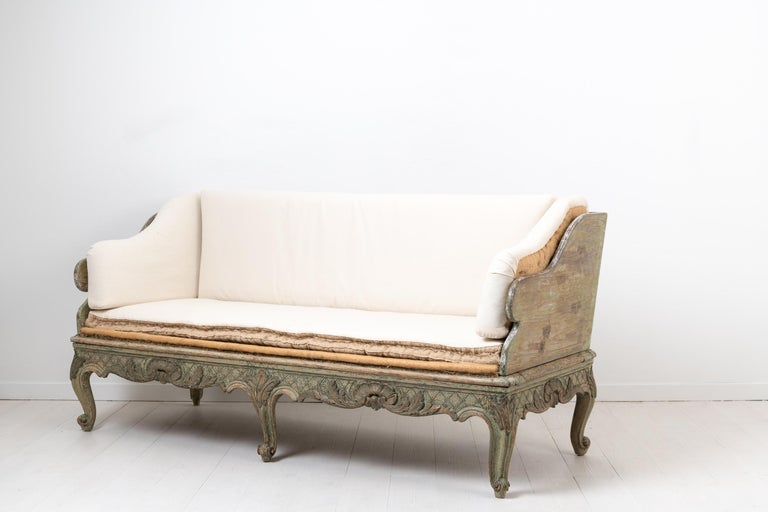 18th Century Swedish Green and White Rococo Sofa at 1stDibs