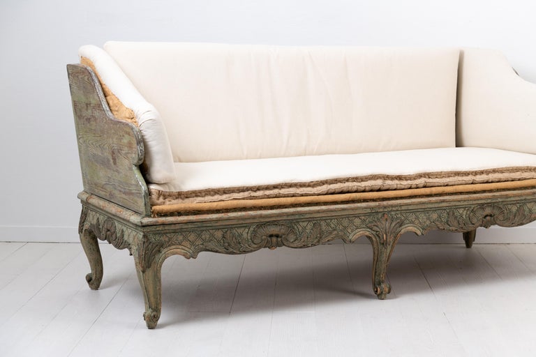 18th Century Swedish Green and White Rococo Sofa at 1stDibs