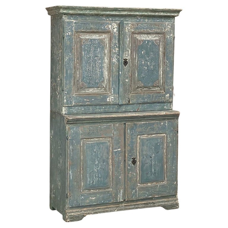 18th Century Swedish Gustavian Period Rustic Painted Two-Tiered Cabinet ...