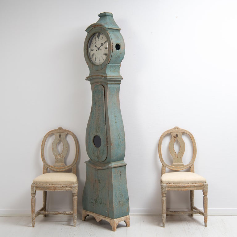 18th Century Swedish Light Blue Long Case Clock For Sale at 1stDibs