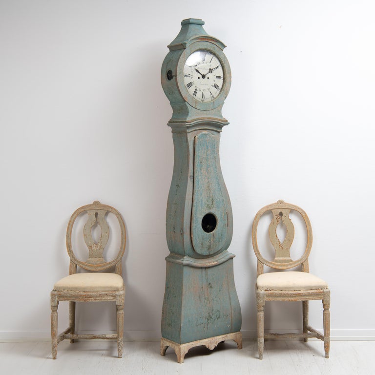 18th Century Swedish Light Blue Long Case Clock For Sale at 1stDibs