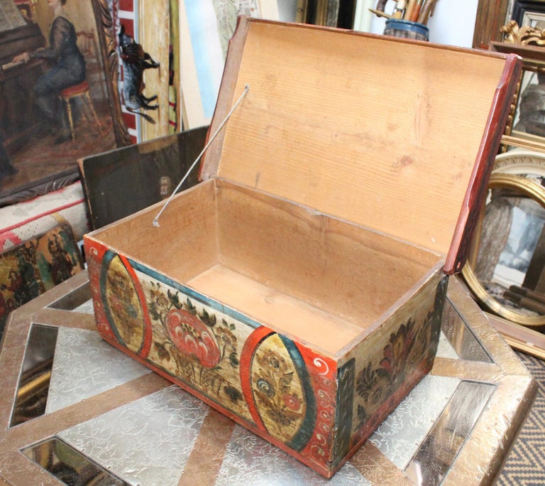 18th Century Swiss Hand Painted Wooden Box with Vegetable Motifs at 1stDibs