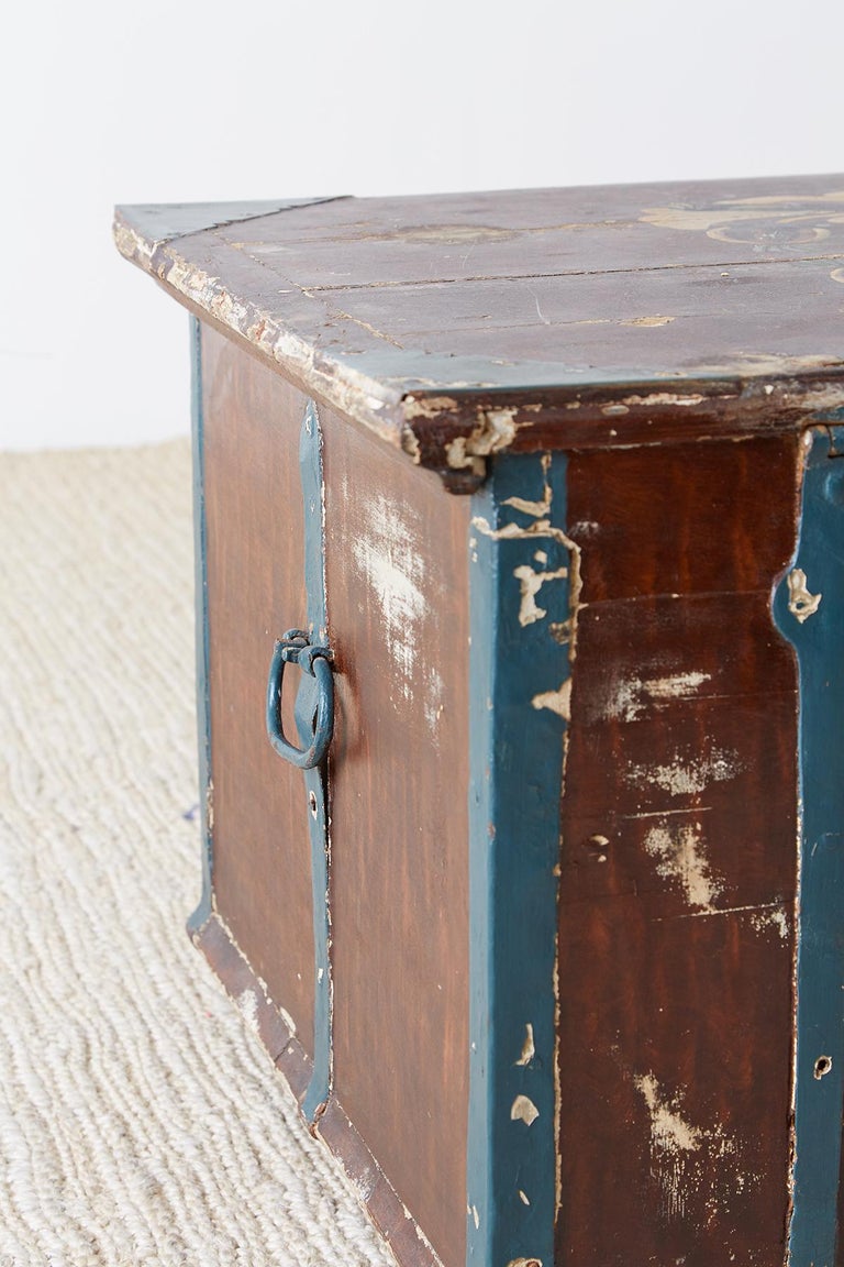 18th Century Swiss Polychrome Decorated Blanket Chest Trunk For Sale at ...