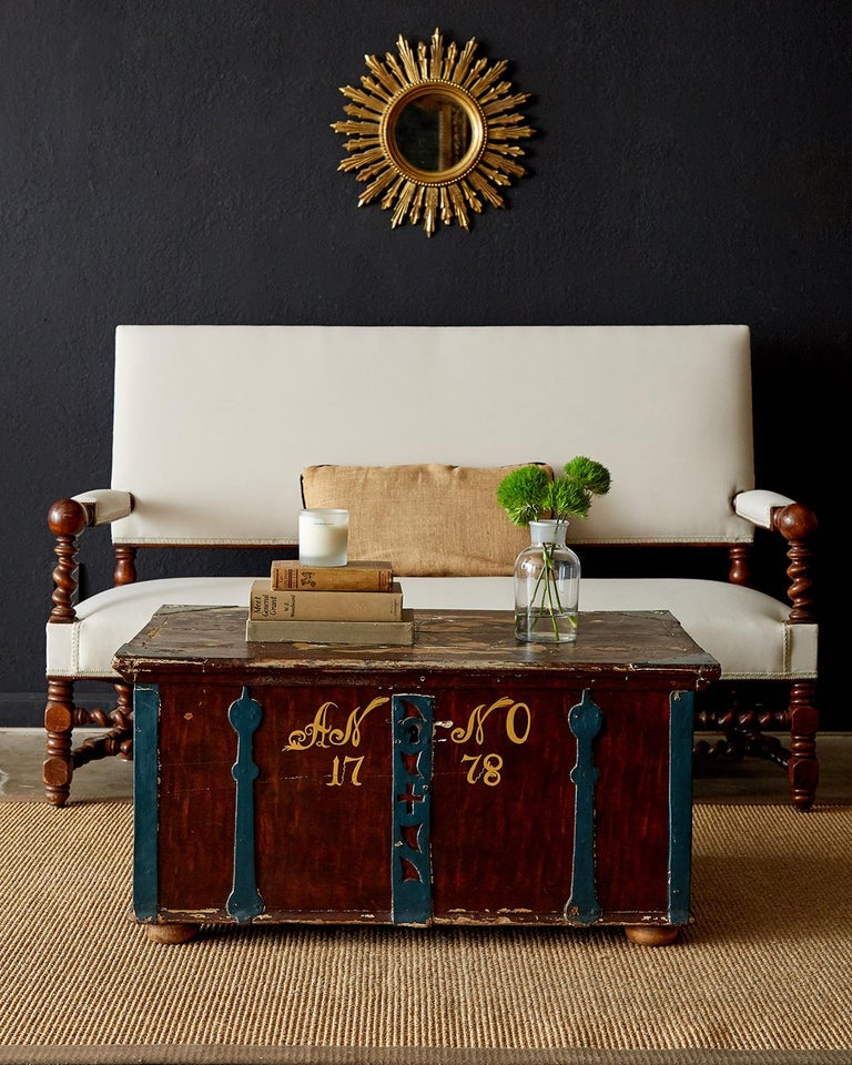 18th Century Swiss Polychrome Decorated Blanket Chest Trunk For Sale at ...