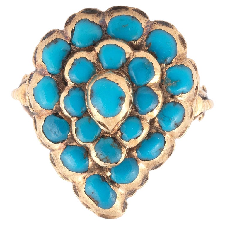 18th Century Turquoise Gold Fede Ring For Sale at 1stDibs