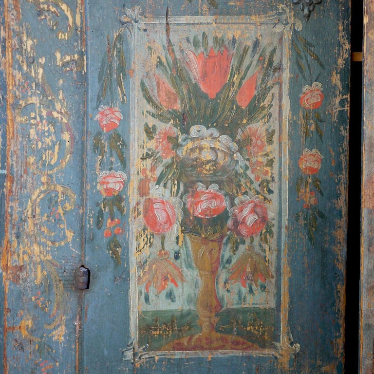 18th Century Tyrolean Blue Painted Wardrobe, 1793 at 1stDibs