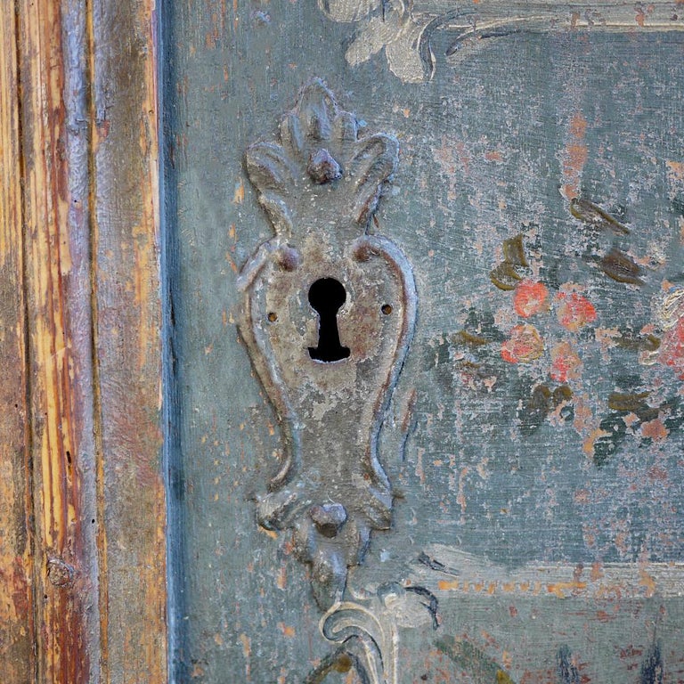 18th Century Tyrolean Blue Painted Wardrobe, 1793 at 1stDibs