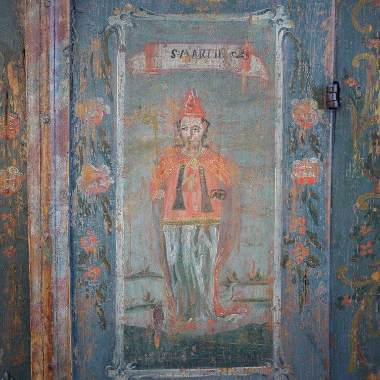 18th Century Tyrolean Blue Painted Wardrobe, 1793 at 1stDibs