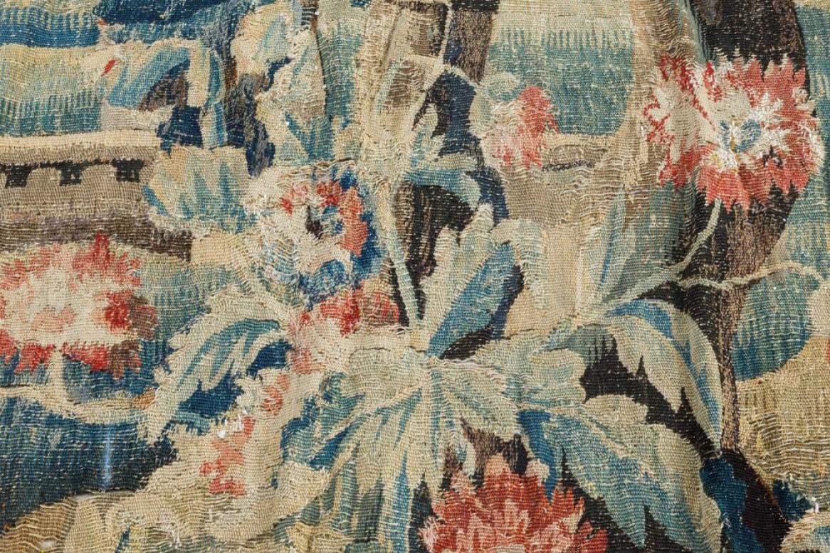 18th Century Verdure Tapestry Fragment Rug For Sale at 1stDibs