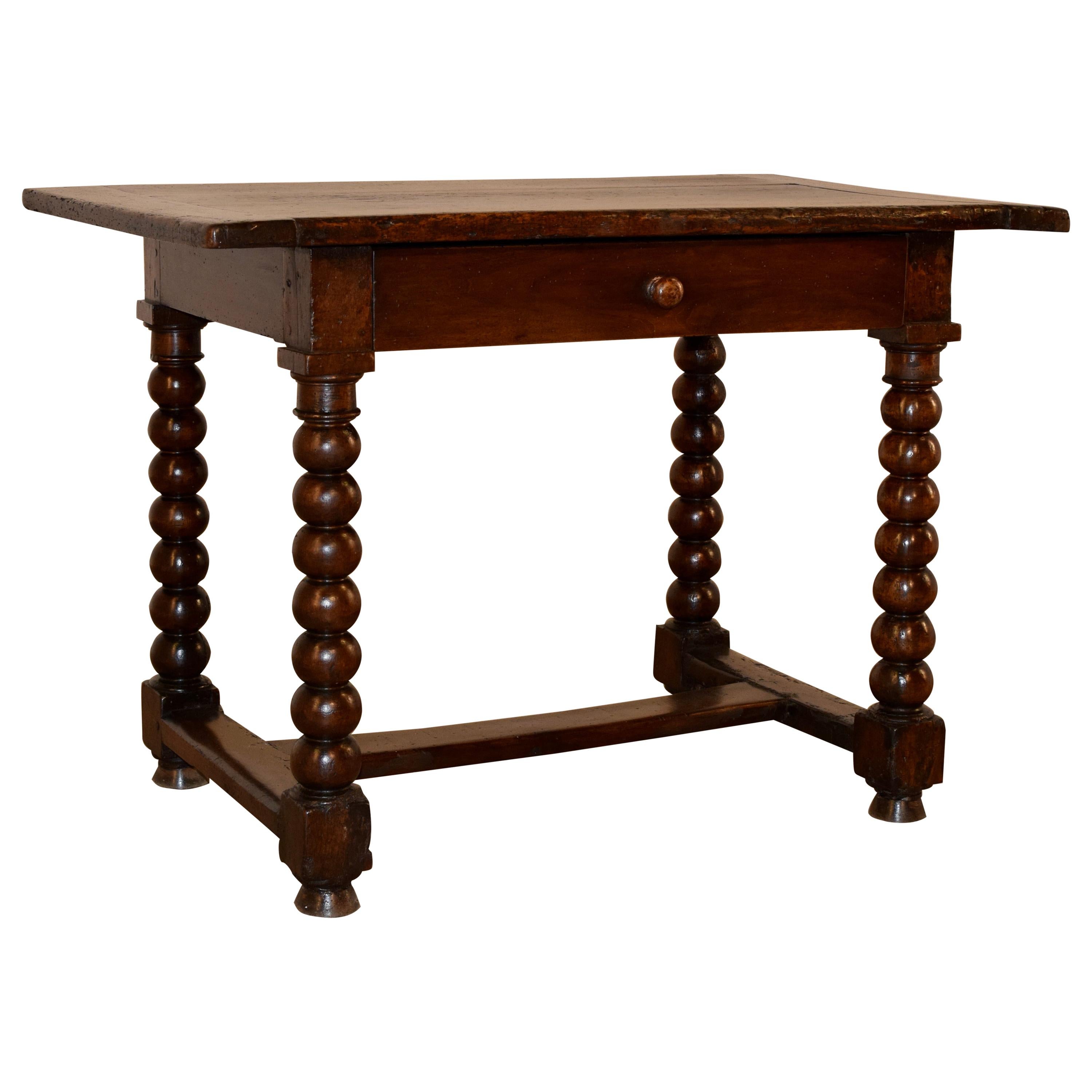Small French Walnut Side Table with Drawer at 1stDibs
