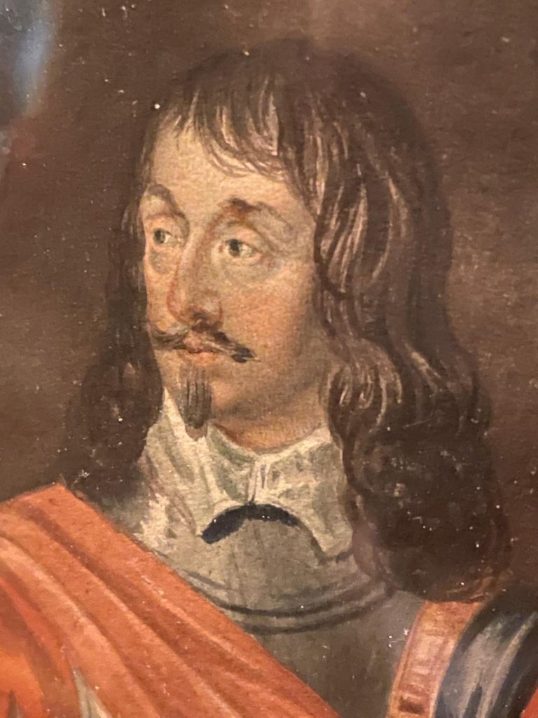 18th Century Watercolor Portrait of Sir John Mennes After Anthony van ...