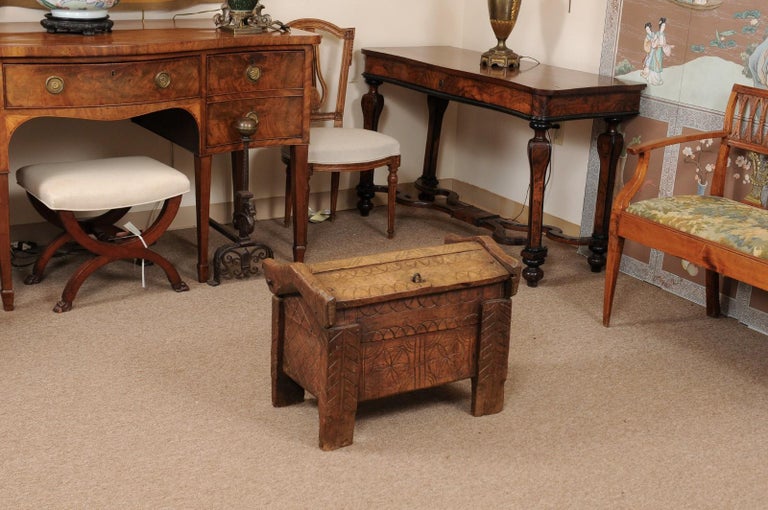 18th Century Welsh Strong Box with Carved Detail For Sale at 1stDibs