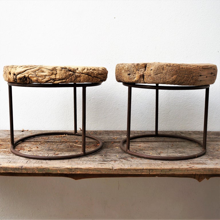 Pair of 2 18th Century Wooden Mill Side Tables, Set of 2 For Sale at ...
