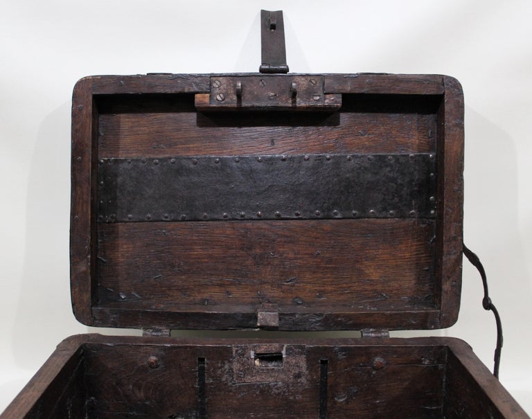18th Century Wrought Iron and Wood Strong Box at 1stDibs