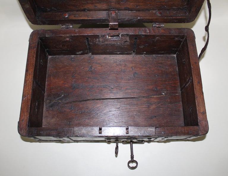 18th Century Wrought Iron and Wood Strong Box at 1stDibs