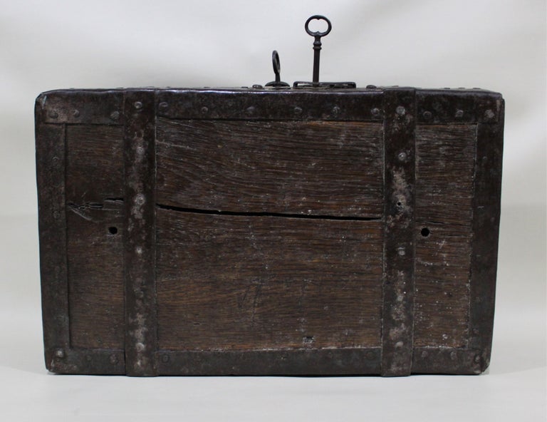 18th Century Wrought Iron and Wood Strong Box at 1stDibs