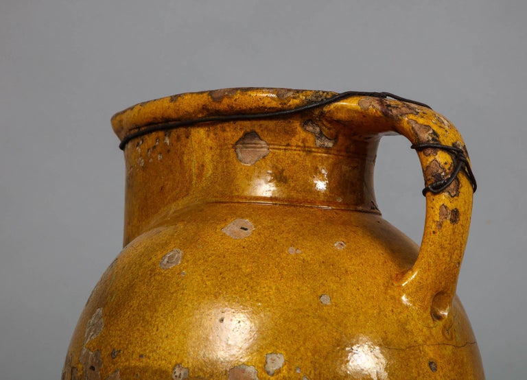 18th Century Yellow Glazed Harvest Pitcher For Sale at 1stDibs