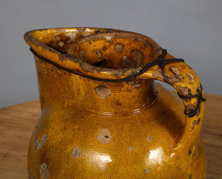 18th Century Yellow Glazed Harvest Pitcher For Sale at 1stDibs