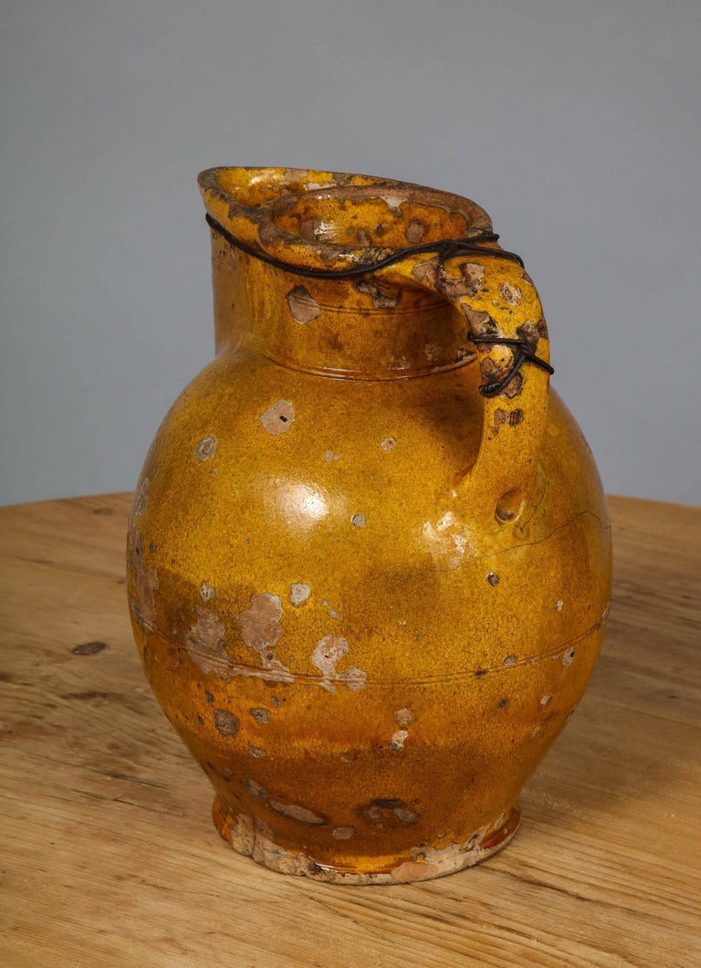 18th Century Yellow Glazed Harvest Pitcher For Sale at 1stDibs
